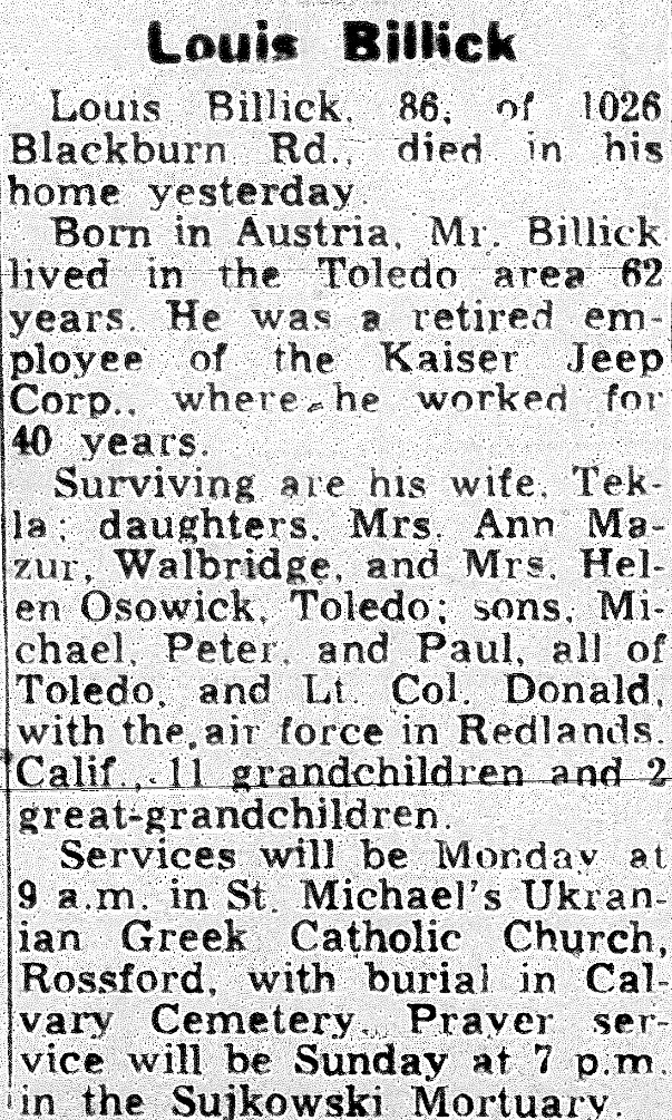 Louis C. Billick / Łukasz Bilyk – Billick Family History